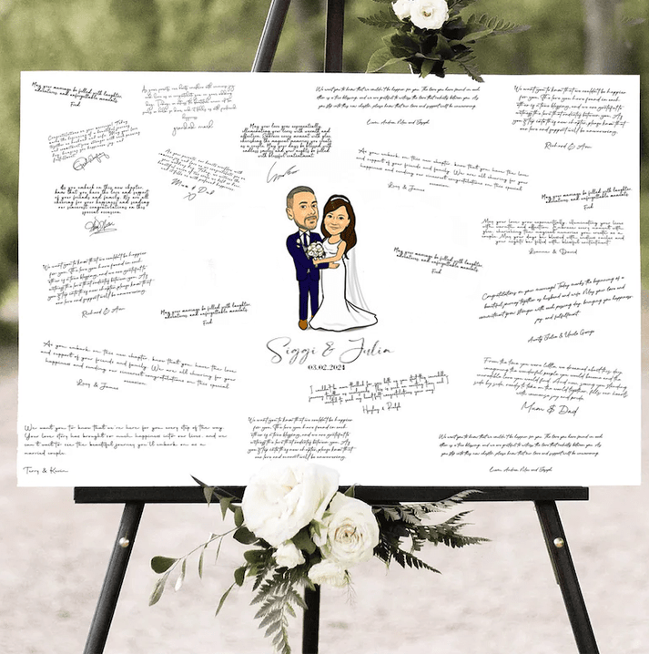 Wedding Signature Board - Custom Guest book - Steph's Sketches